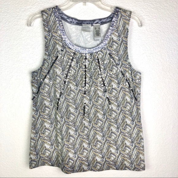 Emma James | Tops | Nwot Emma James Sequin Detail Gray Gold White Top ...